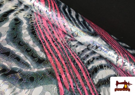 Tela de Licra Estampada Animal Print Cebra Holograma Brillante